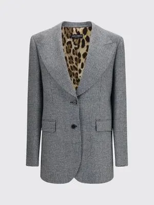 Dolce & Gabbana Cropped Houndstooth Wool Blazer With Peak Lapels