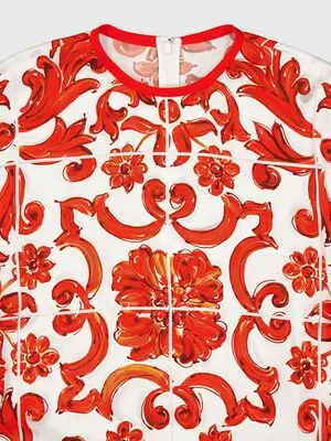 Dolce & Gabbana Majolica Print Silk Blouse With A Tie-waist Detail