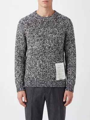 BALLANTYNE Raw Diamond Wool Blend Crewneck Sweater With Embroidered Patch - Black