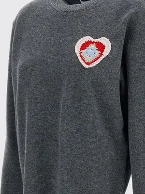 Stella McCartney Virgin Wool Crew Neck Sweater With Embroidery And Dropped Shoulders