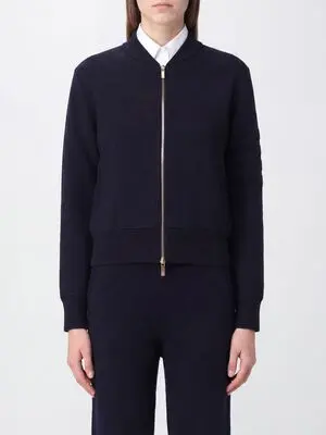 Thom Browne Virgin Wool And Linen Blend Bomber Jacket With Zip Closure - Blue