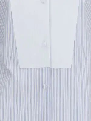 TOM FORD Striped Cotton Slim Fit Shirt With Mandarin Collar - Blue