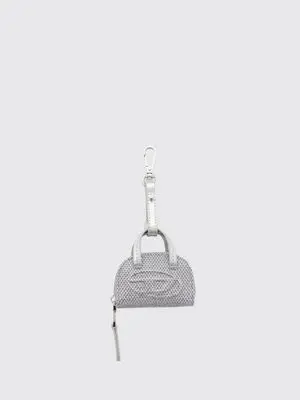 DIESEL® 1dr Dome Lurex Mesh Keychain With Oval D Logo - Silver