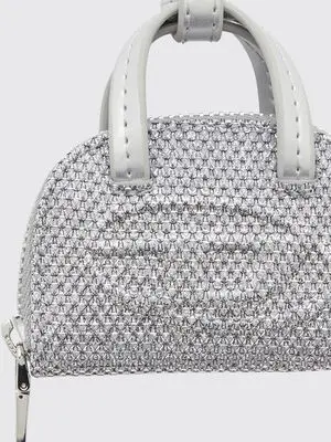 DIESEL® 1dr Dome Lurex Mesh Keychain With Oval D Logo - Silver