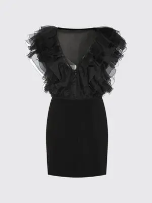 Max Mara Sleeveless Silk Sheath Mini Dress With Ruffles