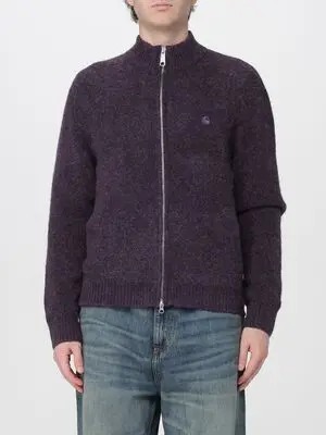 Carhartt Work In Progress Curtis Wool Blend Turtleneck Zip-up Cardigan - Violet