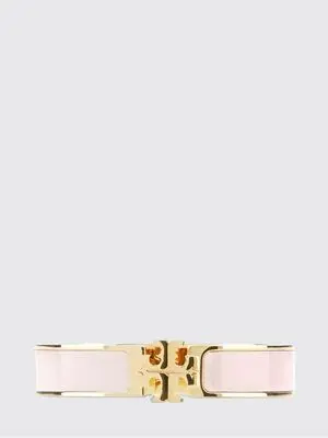 Tory Burch Kira Enameled Brass Bangle With Double T Logo - Pink