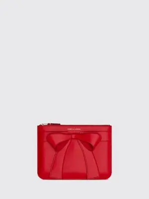 Comme Des Garçons Large Leather Wallet With Bow Print Red
