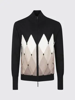 BALLANTYNE Argyle Pattern 100% Cashmere Zip Cardigan - Fa01