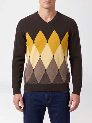 BALLANTYNE Argyle Pattern 100% Cashmere Crewneck Sweater - Fa02