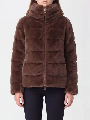 Herno Short Faux Fur Jacket With High Neck And Zip - Earth