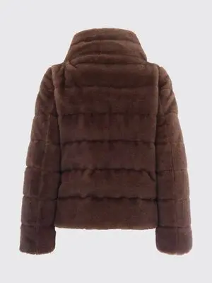 Herno Short Faux Fur Jacket With High Neck And Zip - Earth