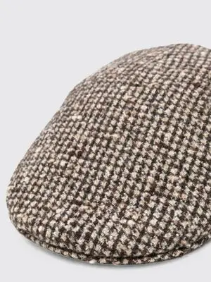 Borsalino Houndstooth Beret In An Alpaca And Wool Blend