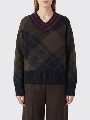 Barbour Check Wool Blend Relaxed Fit V-neck Sweater - Multicolor