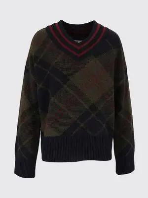 Barbour Check Wool Blend Relaxed Fit V-neck Sweater - Multicolor