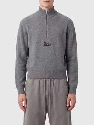 Rhude Slim Fit Half-zip Turtleneck Sweater In Pure Cashmere - Grey