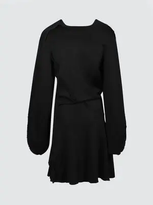 DIESEL® Asymmetrical Mini Dress In Cotton Blend With Draped Waist And Oval D Logo