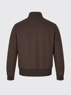 LARDINI Wool And Cashmere Blend Bomber Jacket With A High Collar - Dark