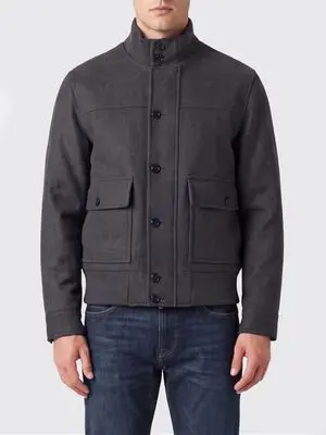 LARDINI Wool And Cashmere Blend Bomber Jacket With A High Collar - Grey