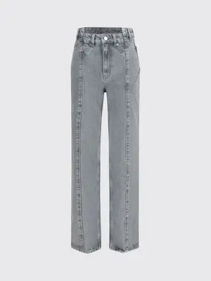 GANNI Gray Cotton Denim High-waisted Straight Jeans