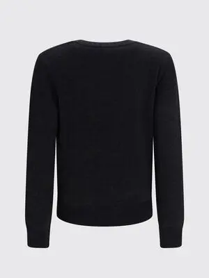 GANNI Crewneck Merino Wool Sweater With Decorative Macramé Lace Inserts