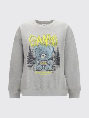 GANNI Crewneck Sweatshirt In Cotton With A Graffiti-style Teddy Bear Print