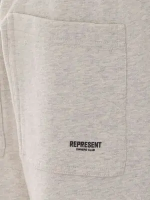 REPRESENT Contrast Embroidered Logo Cotton Jogging Trousers - Beige
