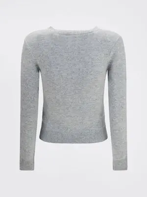SELF-PORTRAIT V-neck Merino Wool Blend Sweater With Embroidered Flower