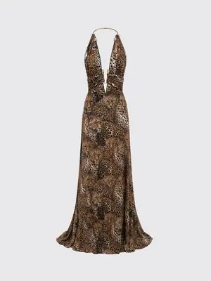 Philipp Plein Flared Long Dress With Animal Print And Off-the-shoulder Design