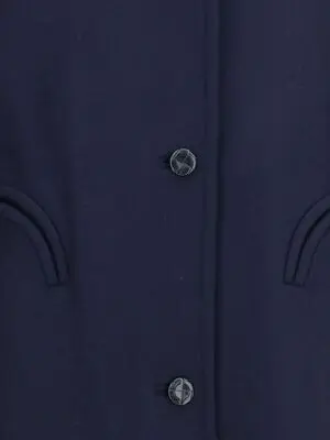 BLAZÉ MILANO Single-breasted Long Merino Wool Coat With Classic Collar - Navy