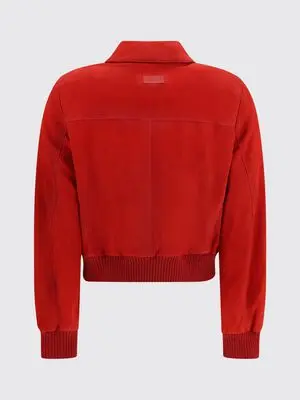 VALSTAR Shirt-style Suede Bomber Jacket With Classic Collar - Red