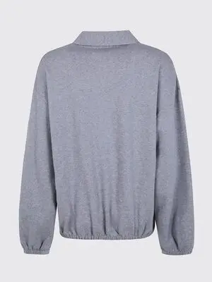 DARKPARK Relaxed Fit Cotton Polo Sweatshirt With Zip And Dropped Shoulders - Grey 1
