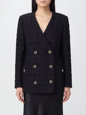 Alessandra Rich Double-breasted Bouclé Blazer With Metallic Buttons