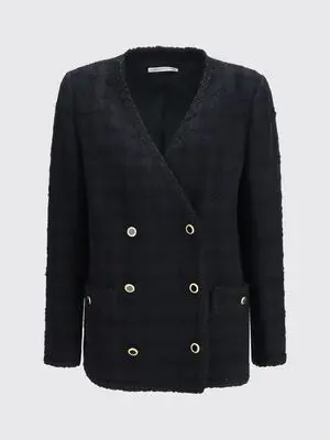 Alessandra Rich Double-breasted Bouclé Blazer With Metallic Buttons
