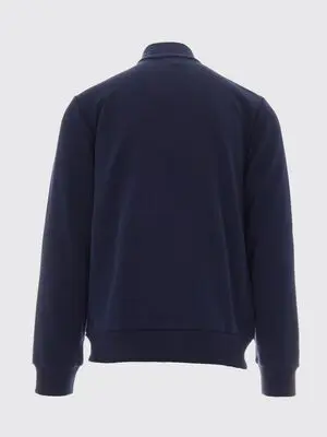 Lacoste Zip-up Cotton Blend Sweatshirt With Turtleneck And Logo Patch - Navy