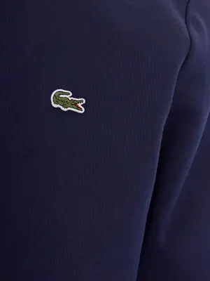 Lacoste Zip-up Cotton Blend Sweatshirt With Turtleneck And Logo Patch - Navy