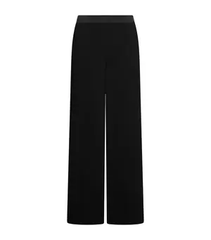 Marella Envers Satin Wide-leg Trousers - Black