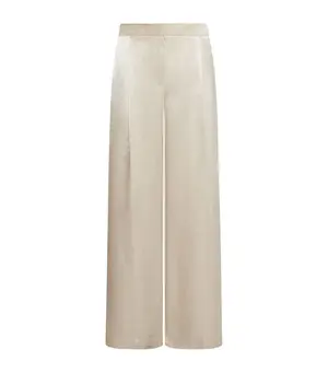 Marella Satin Wide-leg Trousers - Neutral