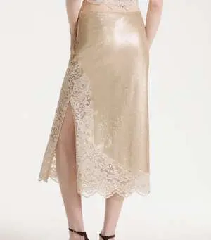 Marella Sequin Lace-trim Midi Skirt