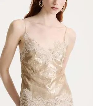 Marella Sequin Lace-trim Top