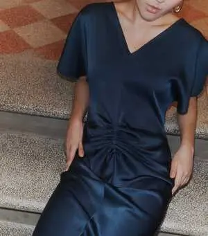 Marella Satin Gathered Midi Dress
