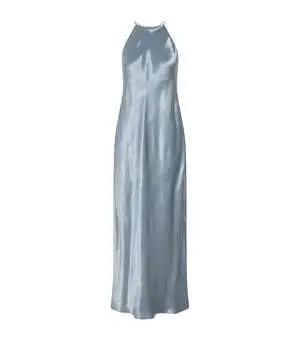 Marella Satin Halterneck Maxi Dress - Blue