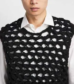 Comme Des Garçons Wool-blend Crochet Sweater Vest