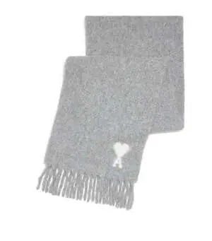 AMI Paris De Coeur Fringe Scarf - Grey