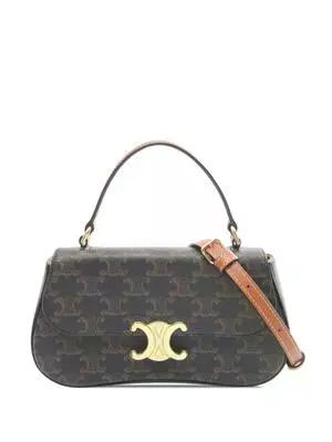 Celine 2000-2026 Teen Triomphe Coated Canvas Laura Satchel - Brown