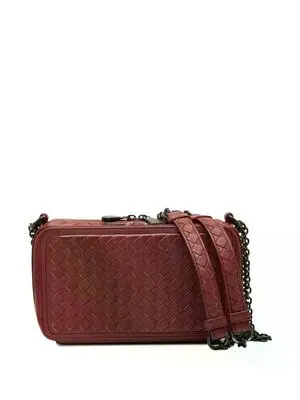 Bottega Veneta 2012-2026 Nappa Intrecciato Double Zip Shoulder Bag - Red