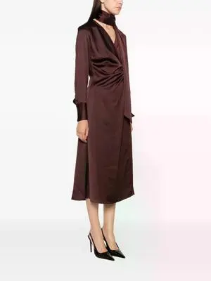 Imperial Scarf-detail Wrap-style Midi Dress