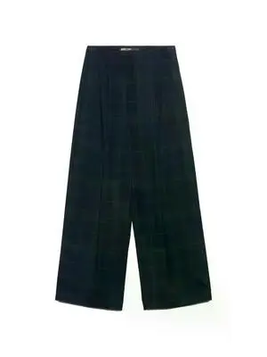 Bimba Y Lola Navy- Checked Darted Barrel-leg Trousers - Blue