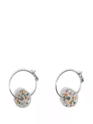 Bimba Y Lola Medium Logo And Crystals Hoop Earrings - Silver