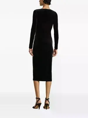 Ralph Lauren Draped Velvet Midi Dress